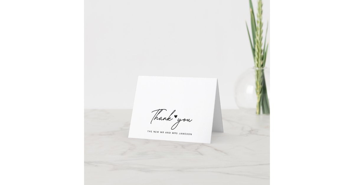 Elegant Script Lettering Thank You Message Card | Zazzle