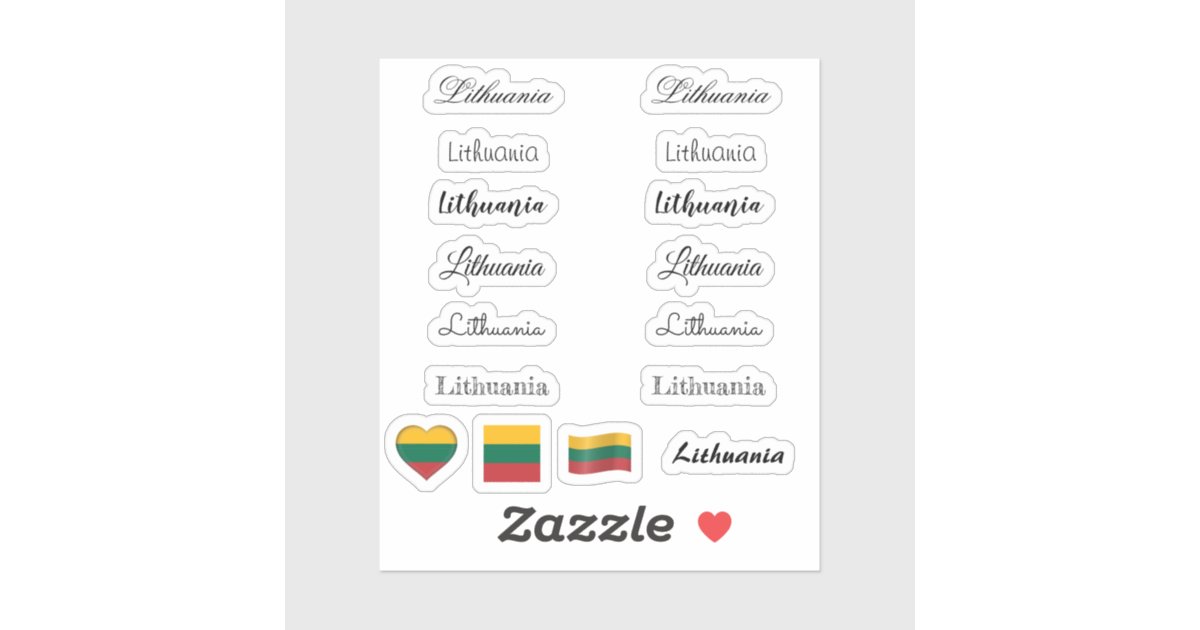Elegant script Lithuania, Lithuanian Flag name Set Sticker | Zazzle