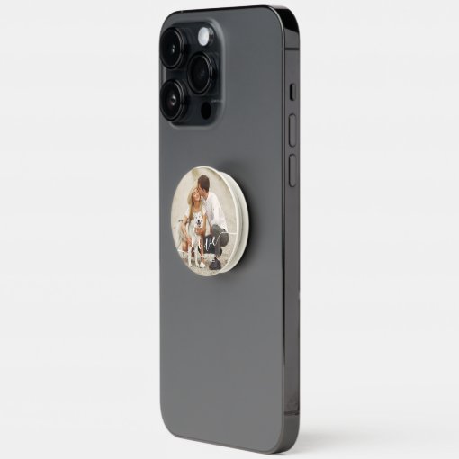 Elegant Script "Love" Custom Photo PopSocket | Zazzle