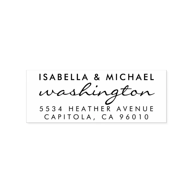 Elegant Script Married Couple Return Address Rubber Stamp | Zazzle