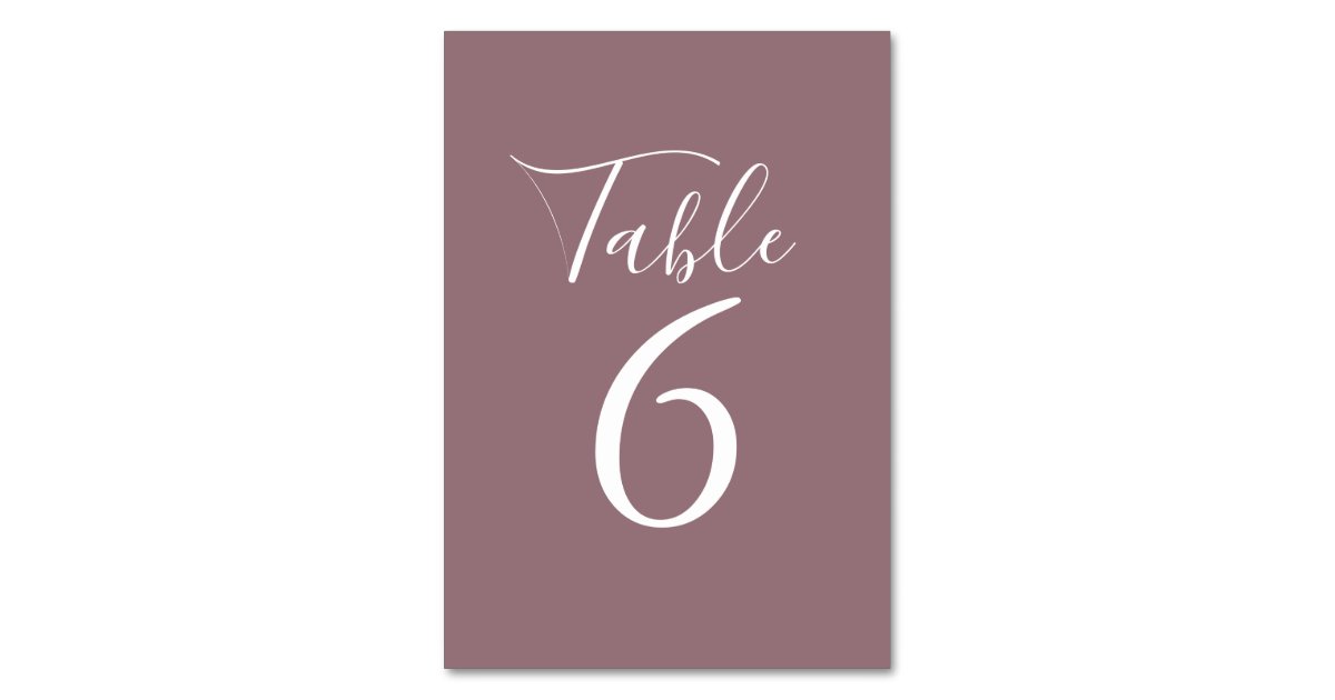 Elegant Script Mauve Table Numbers | Zazzle