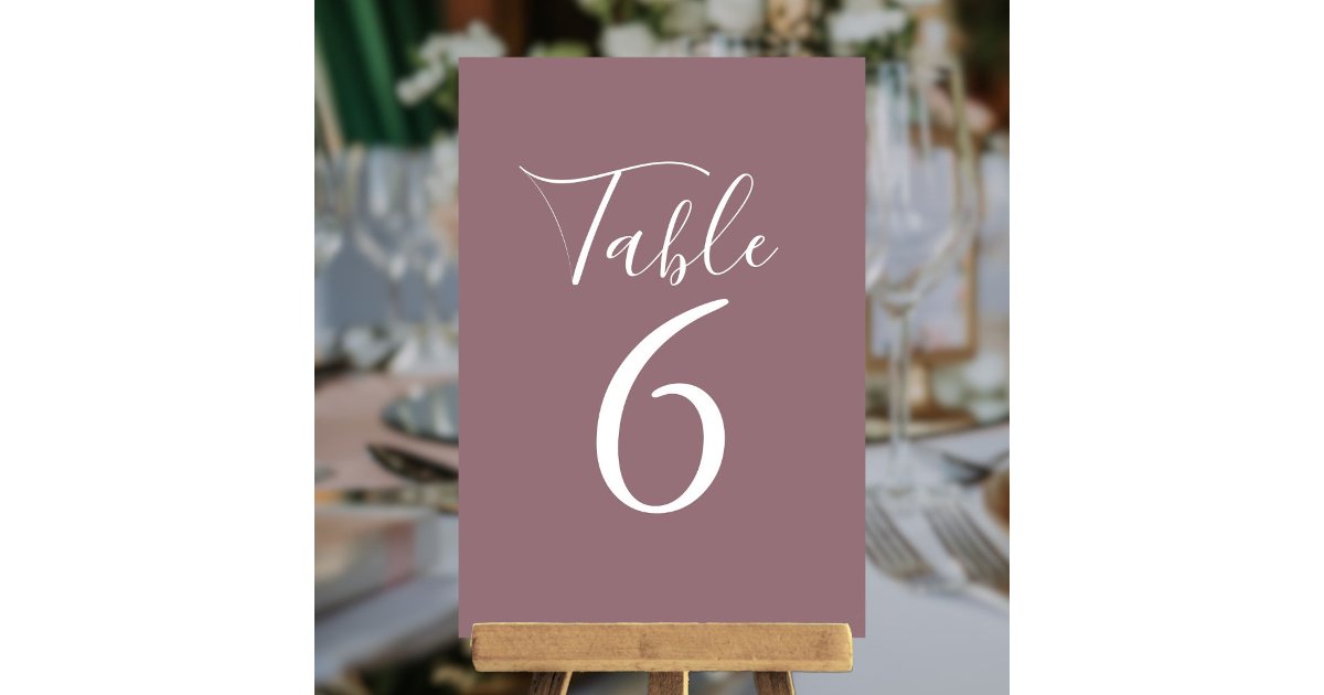 Elegant Script Mauve Table Numbers | Zazzle