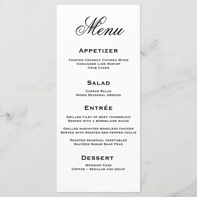 Elegant Script Menu | Zazzle