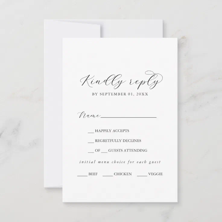 Elegant Script Menu Choice RSVP Card | Zazzle