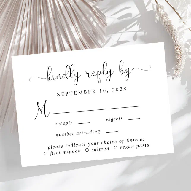 Elegant Script Menu Choice Wedding RSVP | Zazzle
