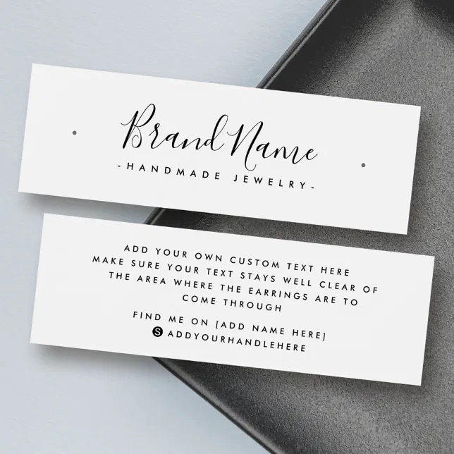 Elegant script minimal stud earring display card | Zazzle