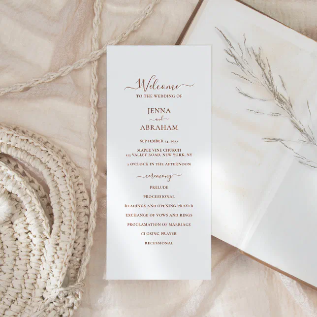 Elegant Script Minimal Wedding Program | Zazzle