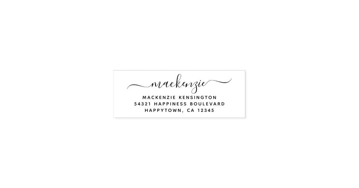 Elegant Script Modern Name Address Self-inking Stamp | Zazzle