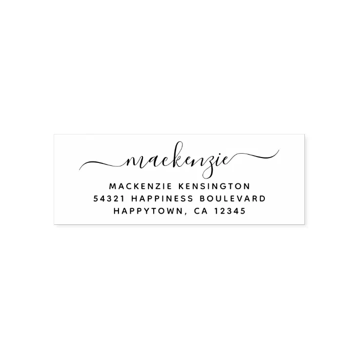 Elegant Script Modern Name Address Self-inking Stamp | Zazzle