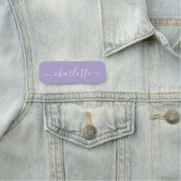 Elegant Script Modern Name Personalized Lavender Name Tag | Zazzle