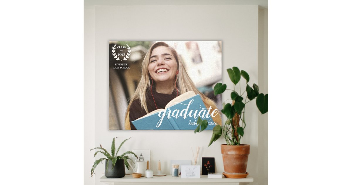 Elegant Script Modern Photo Graduate Canvas Print | Zazzle