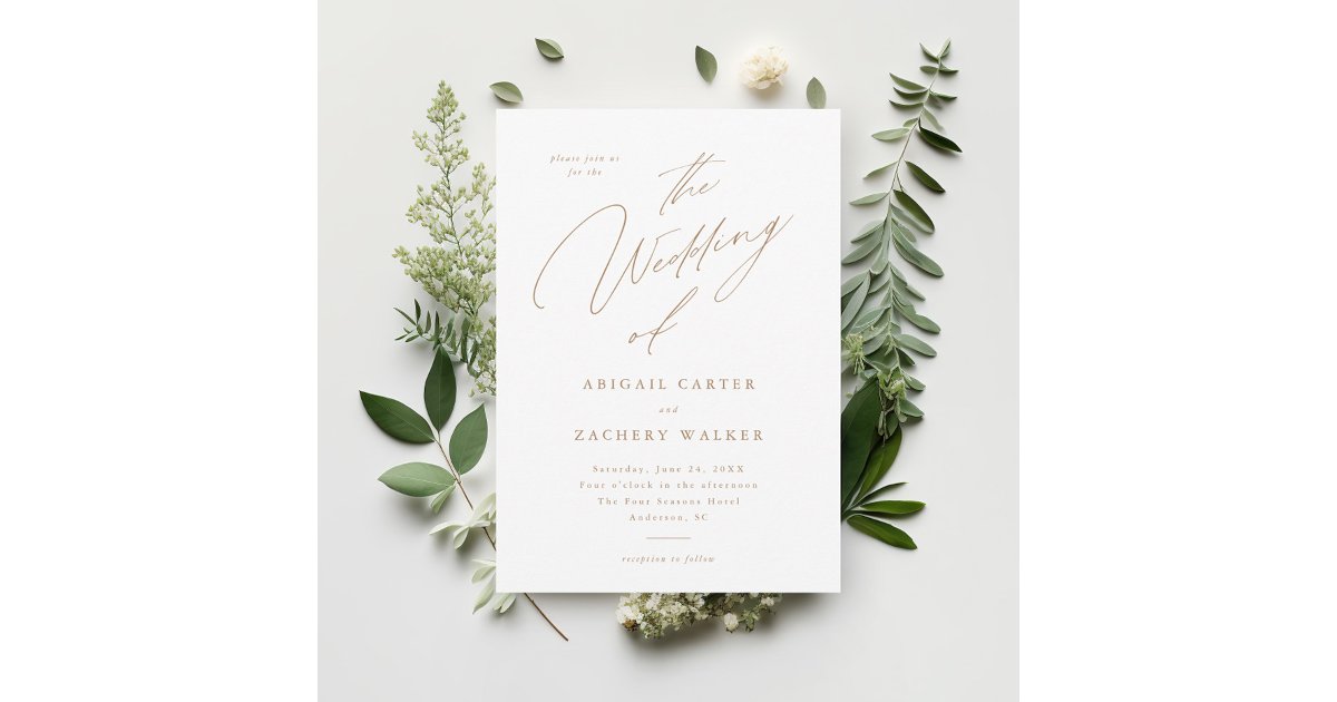 Elegant Script Modern Wedding Invitation | Zazzle