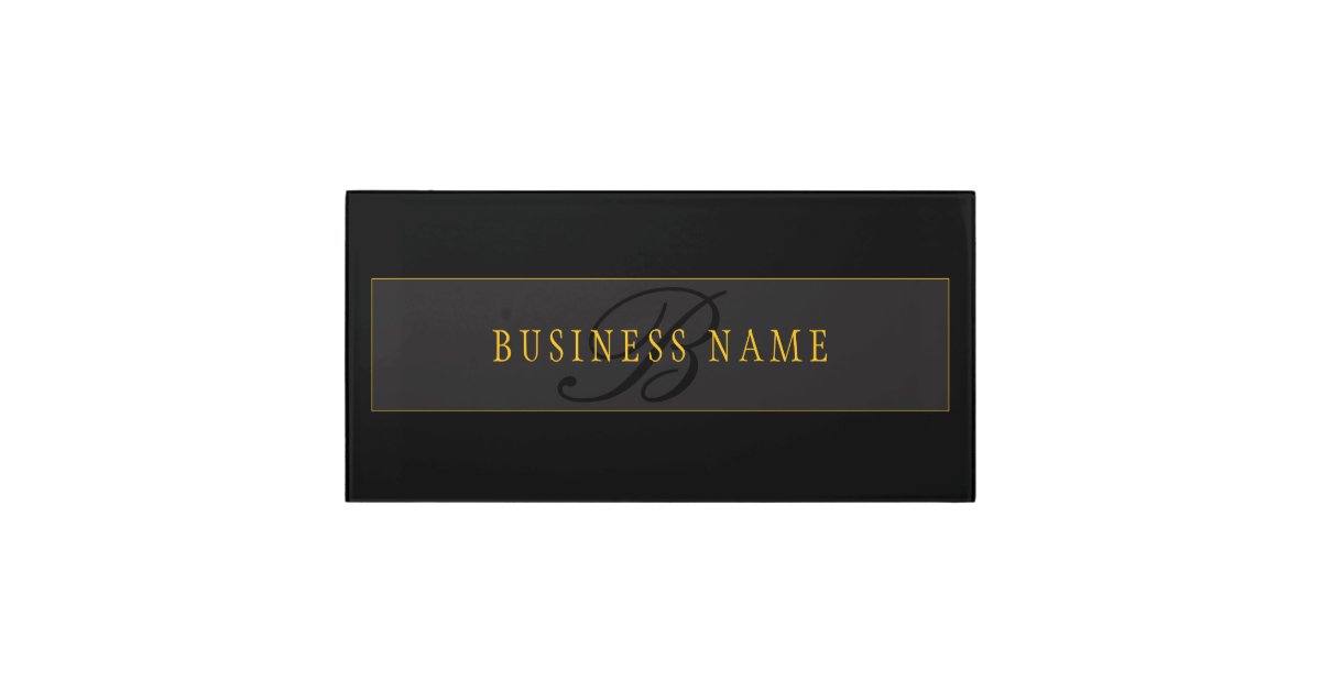 Elegant Script Monogram Black & Gold Door Sign | Zazzle