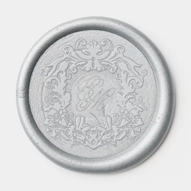 Elegant Script Monogram Crest Wedding Wax Seal Sticker | Zazzle