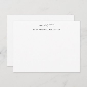 Elegant Script Monogram Modern Swash Stationery Note Card | Zazzle