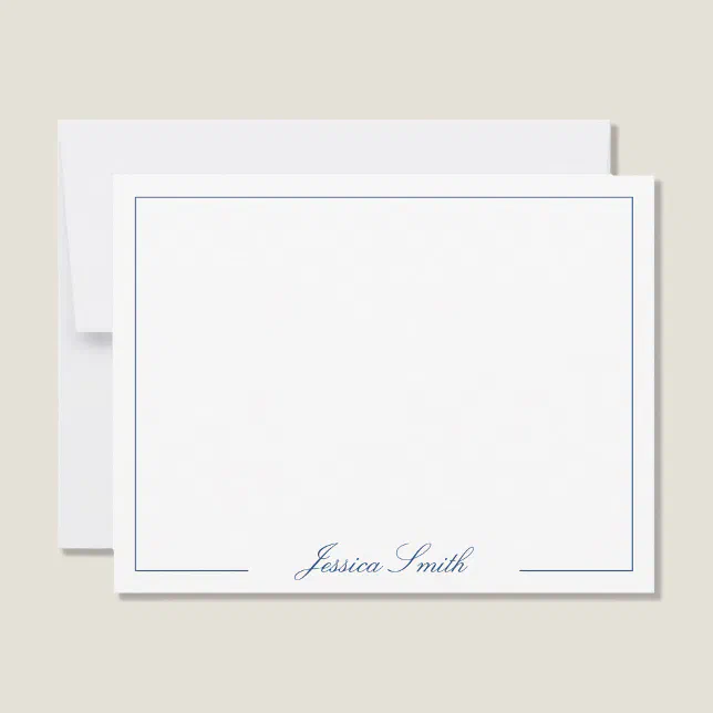 Elegant Script Monogram Name Border Note Card | Zazzle