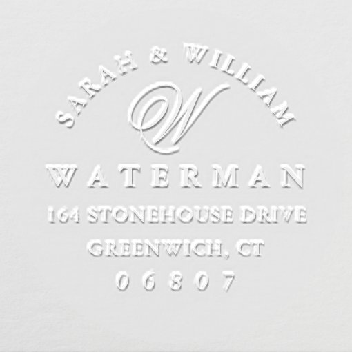 Elegant Script Monogram Return Address Embosser | Zazzle