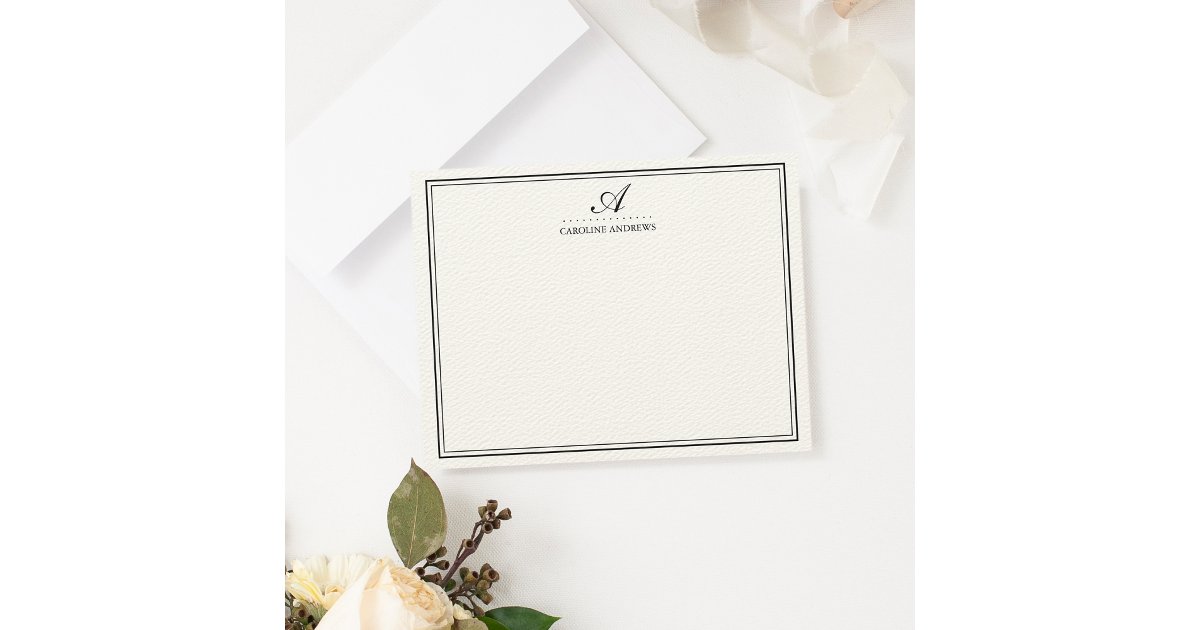 Elegant Script Monogram Stationery Cards | Zazzle