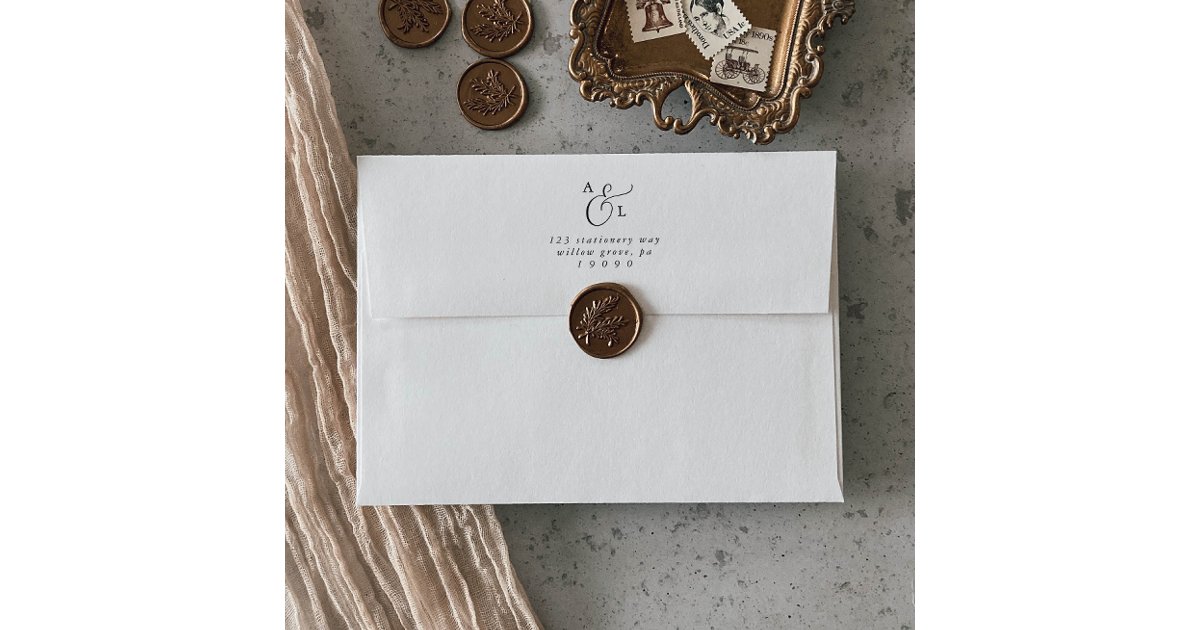 Elegant Script Monogram Wedding Invitation Envelope | Zazzle