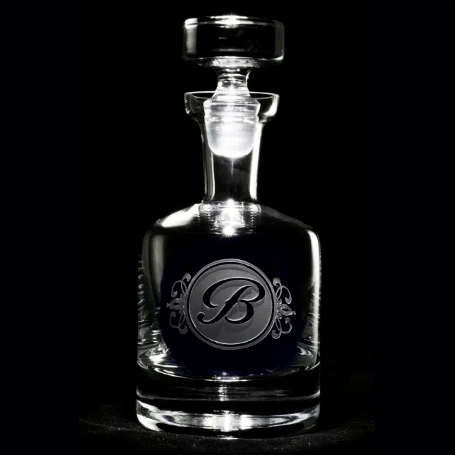 Elegant Script Monogrammed Decanter Spirits Decanter | Zazzle