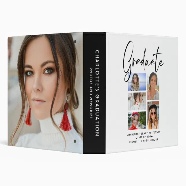 Elegant Script Multi Photo Graduation Graduate 3 Ring Binder | Zazzle