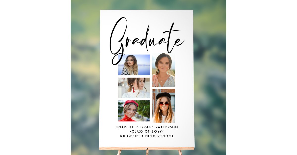 Elegant Script Multi Photo Graduation Graduate Acrylic Sign | Zazzle