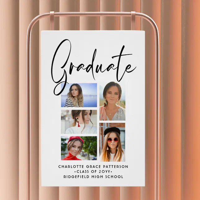 Elegant Script Multi Photo Graduation Graduate Poster | Zazzle