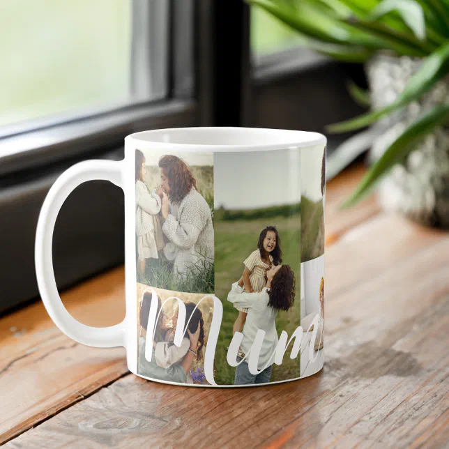 Elegant Script Mum Photo Grid Layout Personalized Coffee Mug | Zazzle