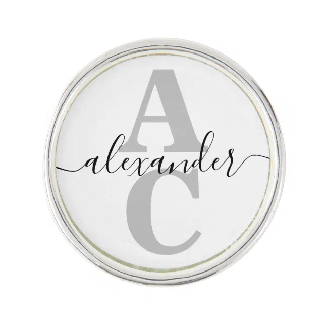 Elegant Script Name Custom Monogram Initial Lapel Pin | Zazzle