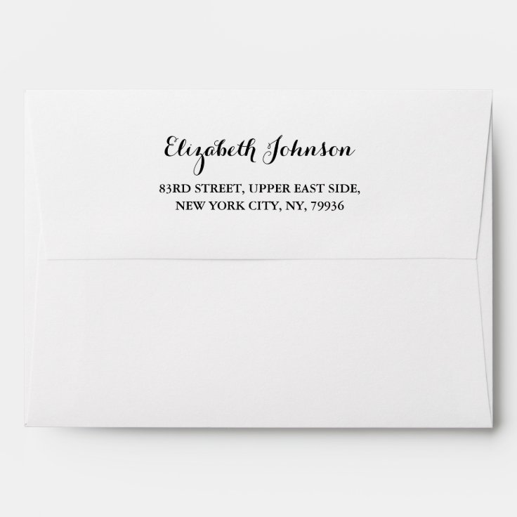 Elegant Script Name Return Address White 5x7 DIY Envelope | Zazzle