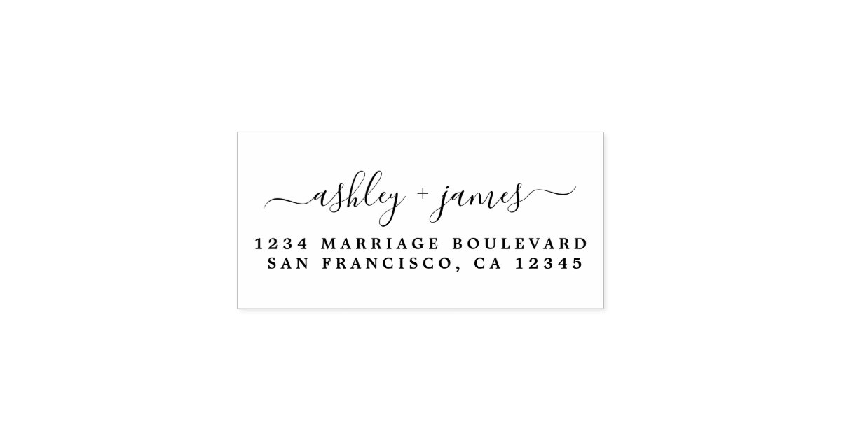 Elegant Script Names Wedding Return Address Self-inking Stamp | Zazzle