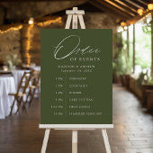 Elegant Script Olive Green Wedding Order of Events Foam Board | Zazzle