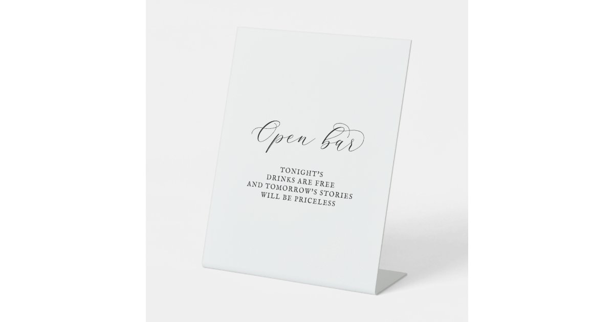 Elegant Script Open Bar Sign | Zazzle