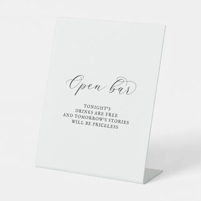 Elegant Script Open Bar Sign | Zazzle