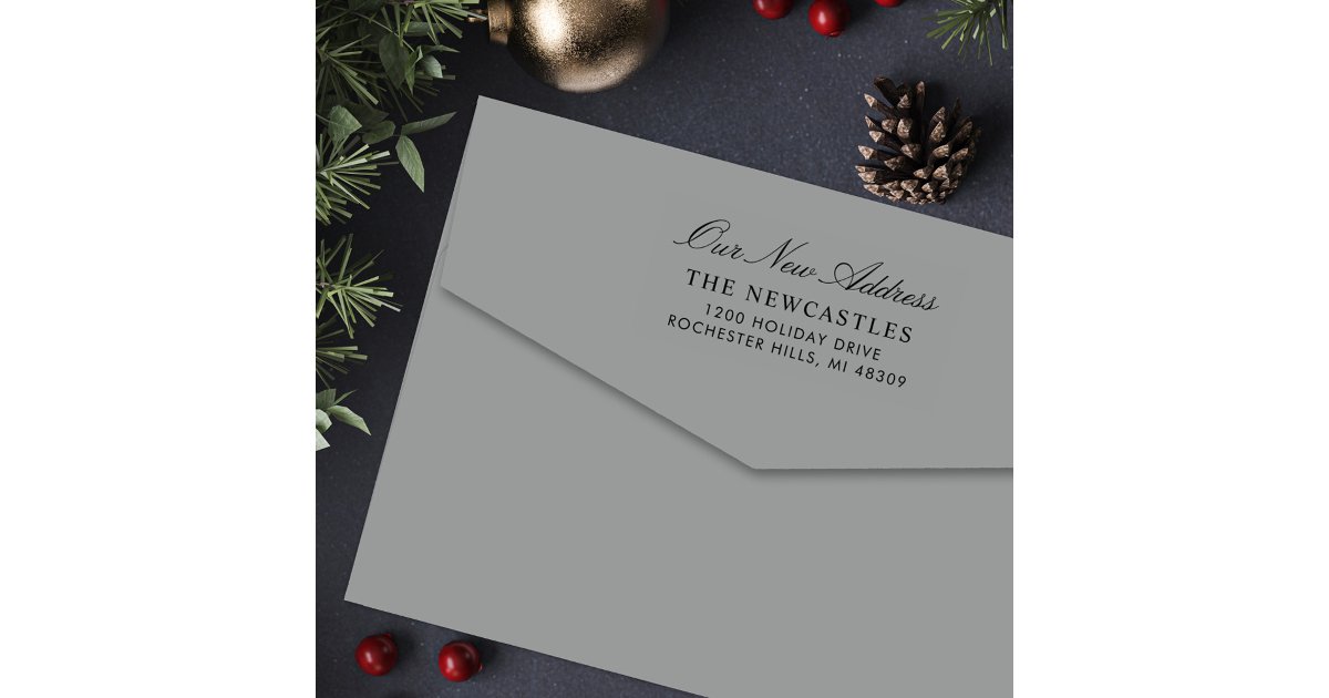 Elegant Script Our New Address Return Address Self-inking Stamp | Zazzle