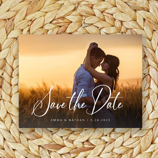 Elegant Script Overlay | Photo Save the Date Announcement Postcard | Zazzle