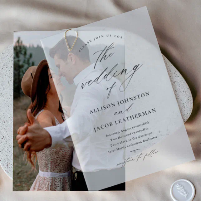 Elegant Script Overlay Wedding Vellum Invitations | Zazzle