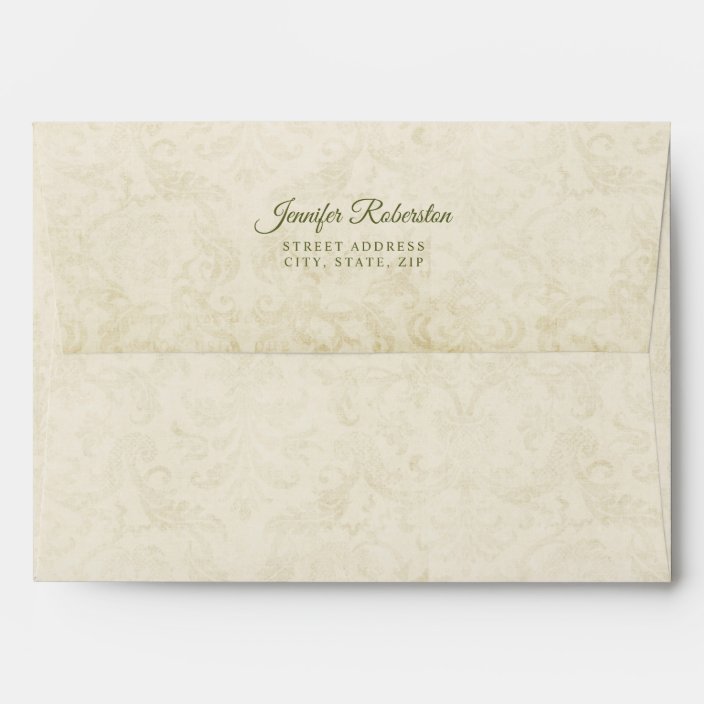 Elegant Script Parchment Damask Envelope | Zazzle.com