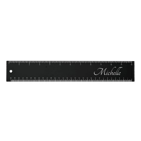 Elegant Script Personalized Black and White Ruler | Zazzle.com