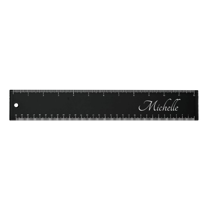 Elegant Script Personalized Black and White Ruler | Zazzle.com