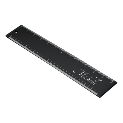 Elegant Script Personalized Black and White Ruler | Zazzle