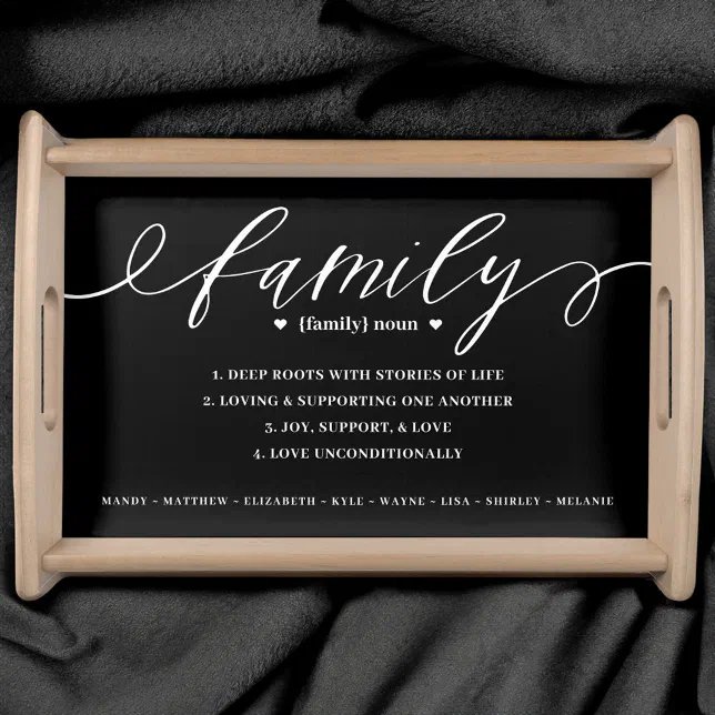 Elegant Script Personalized Definition of family Serving Tray | Zazzle