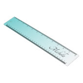 Elegant Script Personalized Teal White Ruler | Zazzle