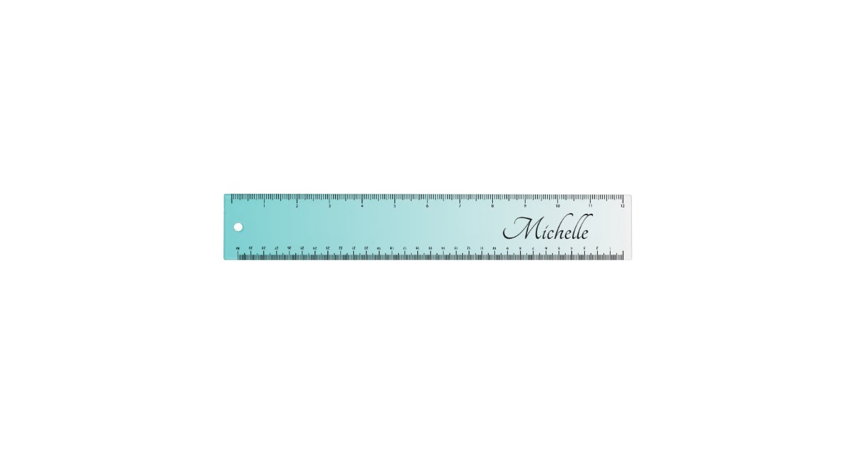 Elegant Script Personalized Teal White Ruler | Zazzle