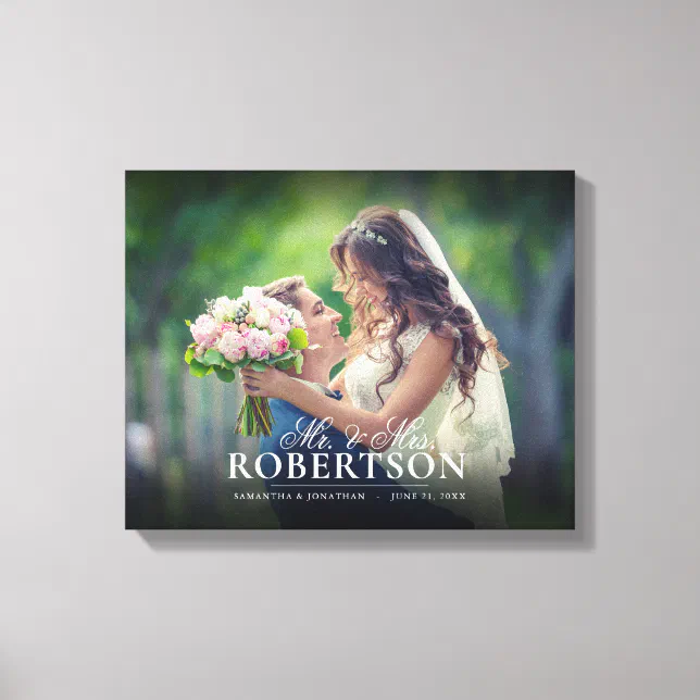 Elegant Script Personalized Wedding Canvas Print | Zazzle