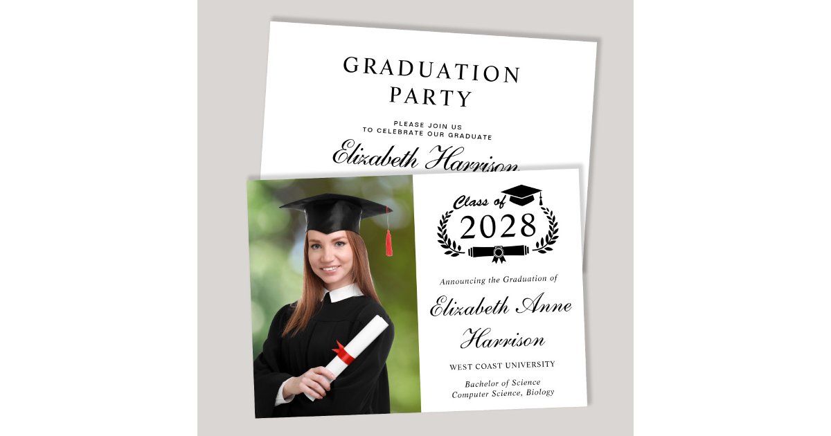 Elegant Script Photo College Graduation Party Invitation | Zazzle