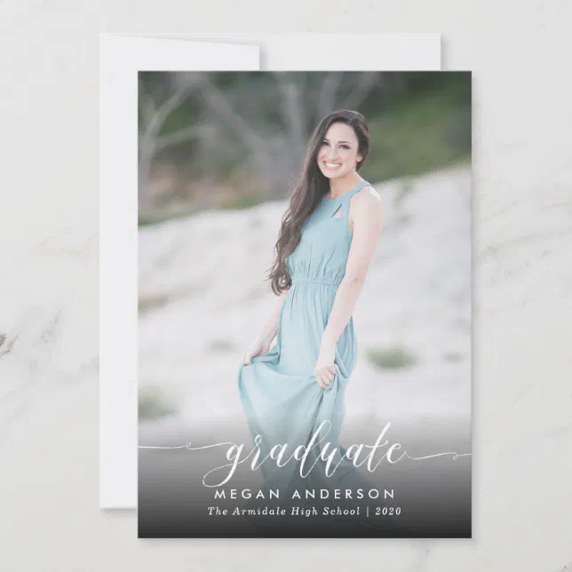 Elegant script photo graduation announcement | Zazzle