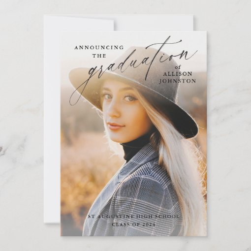 Elegant Script Photo Graduation Invitation | Zazzle