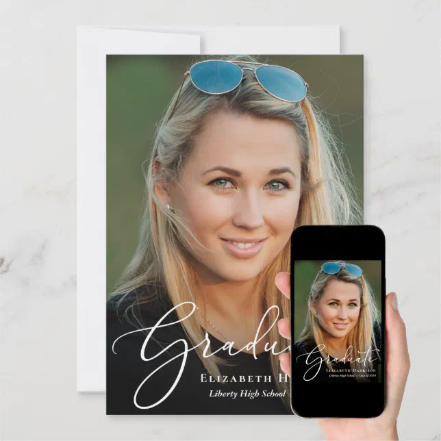 Elegant Script Photo Graduation Party Invitation | Zazzle