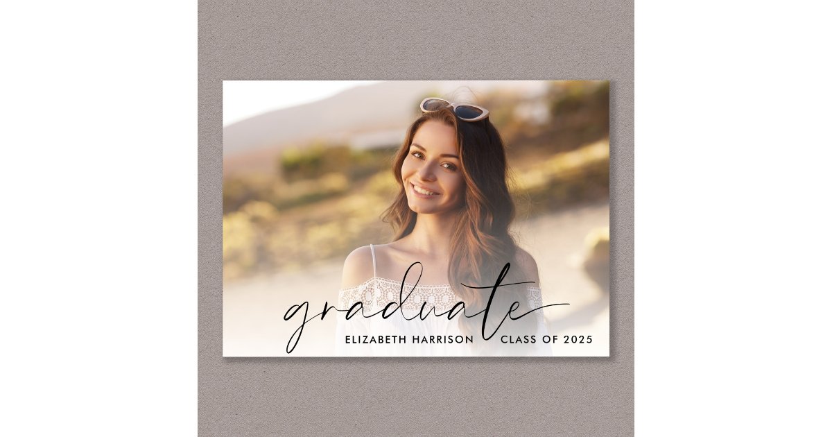 Elegant Script Photo Graduation Party Invitation | Zazzle
